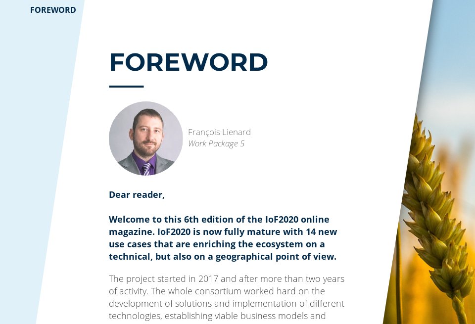 Foreword - IoF2020 Online Magazine #6 July 2019